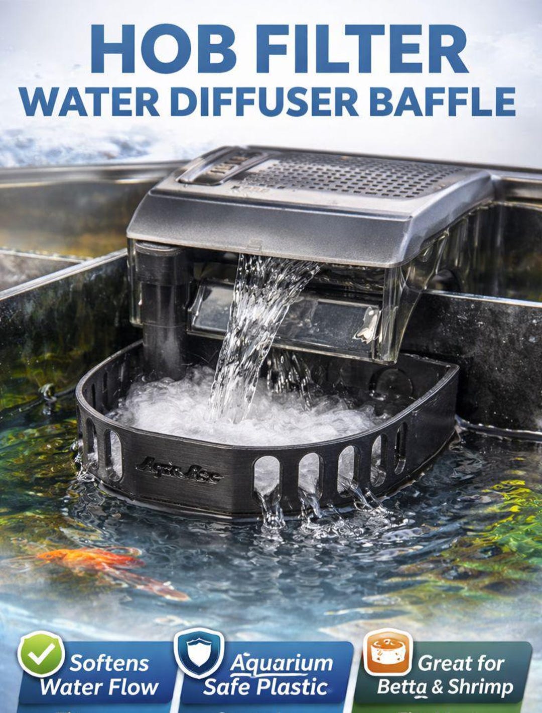 HOB Filter Water Diffuser Baffle. *aquaarc* Fits ALL Aquarium Filters ...