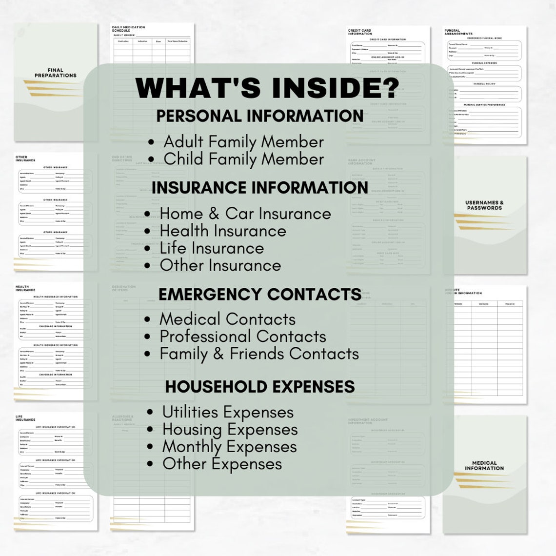 Emergency Binder Printable and Fillable, in Case of Emergency Printable ...