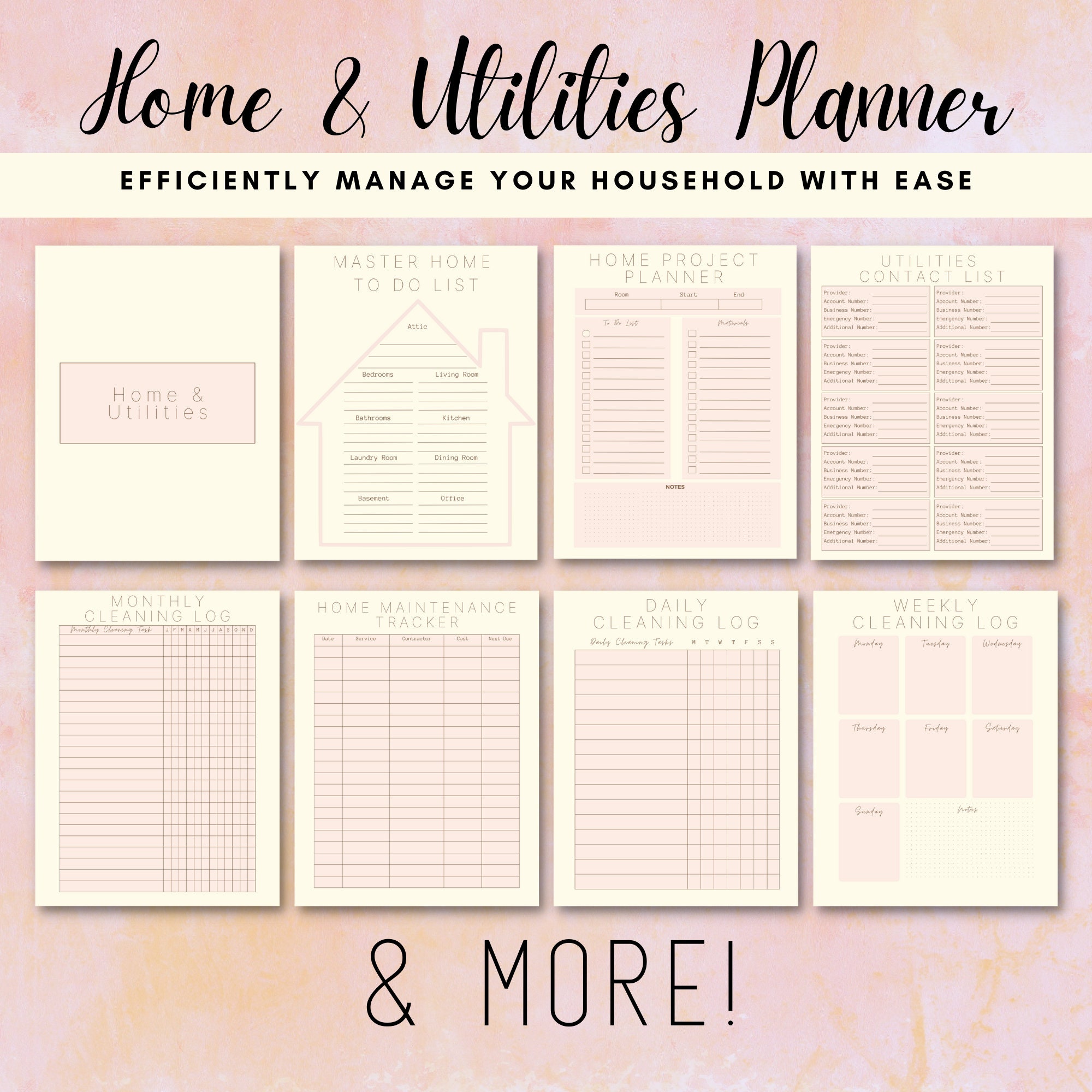 Household Planner, Printable Household Management Binder, Household ...