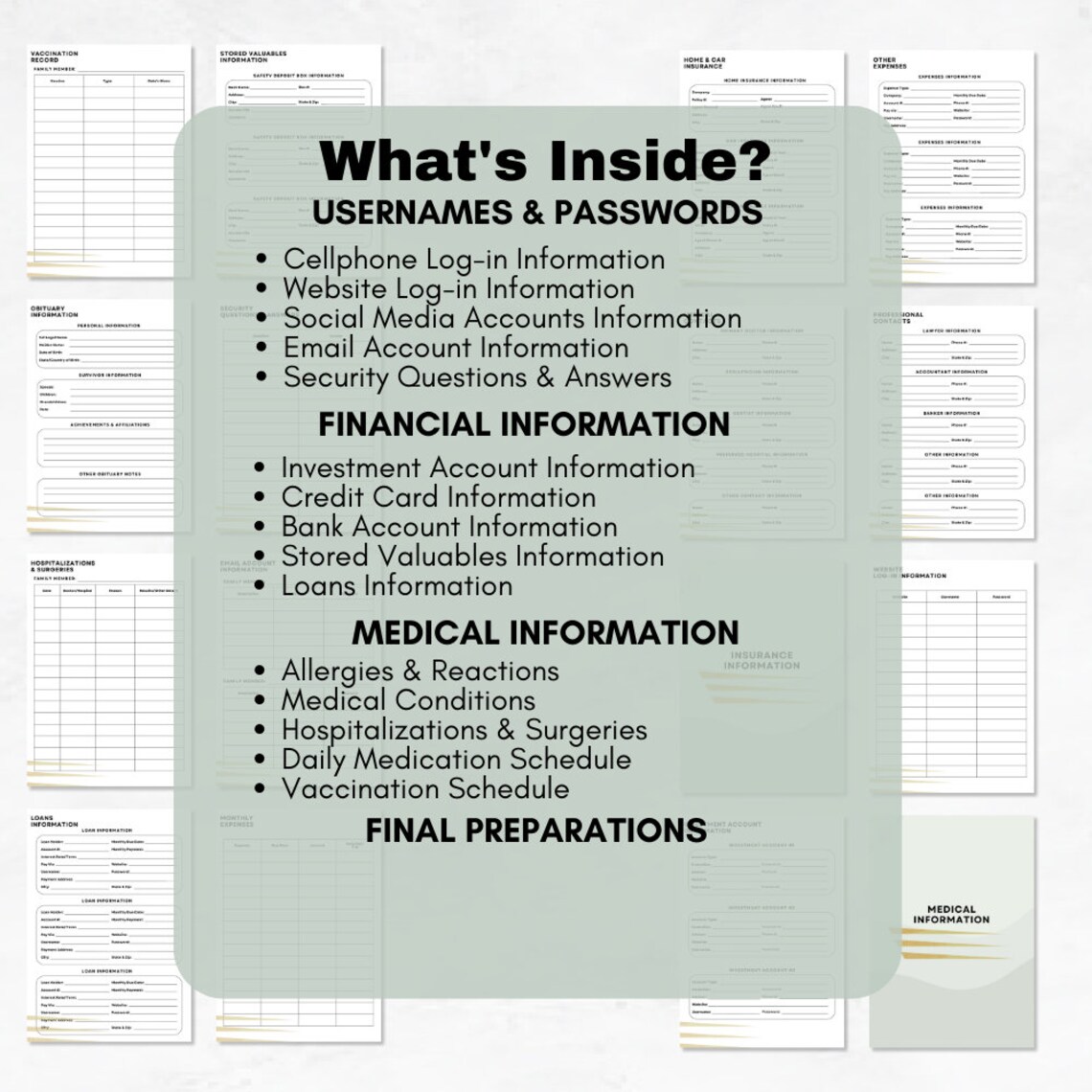 Emergency Binder Printable and Fillable, in Case of Emergency Printable ...