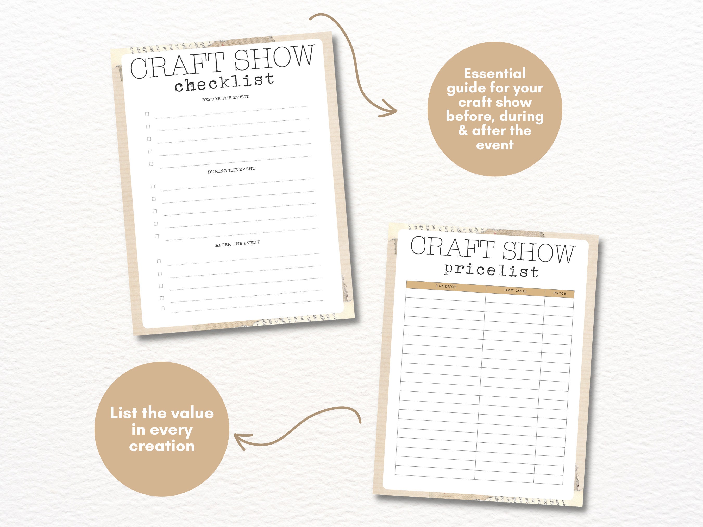 Craft Fair Planner, Craft Show Templates, Market Stall Planner ...