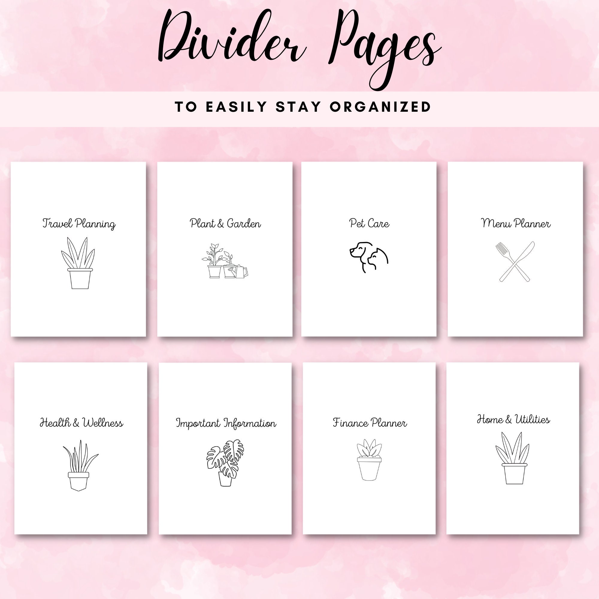 Printable Household Management Binder, Household Planner, Household ...