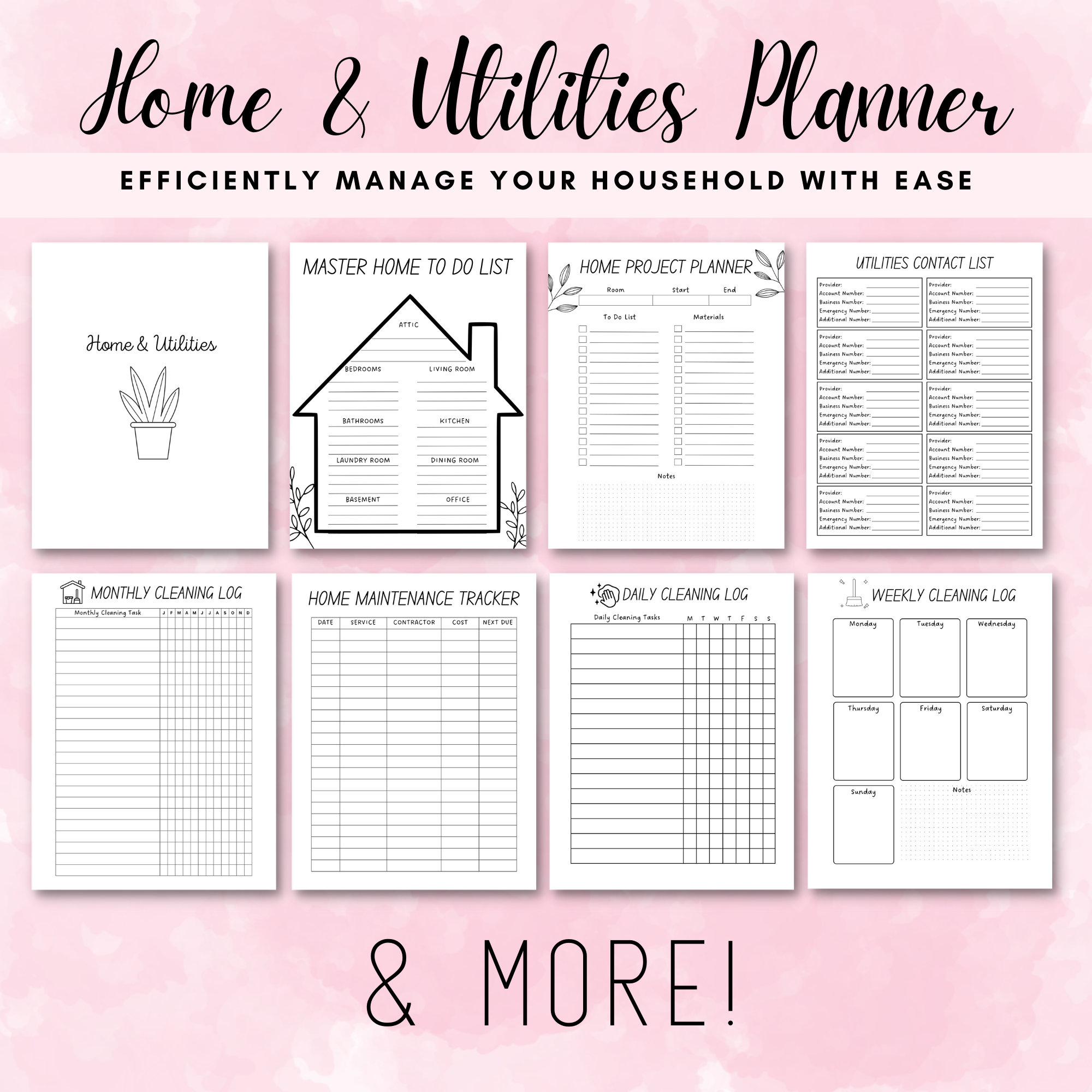 Printable Household Management Binder, Household Planner, Household ...
