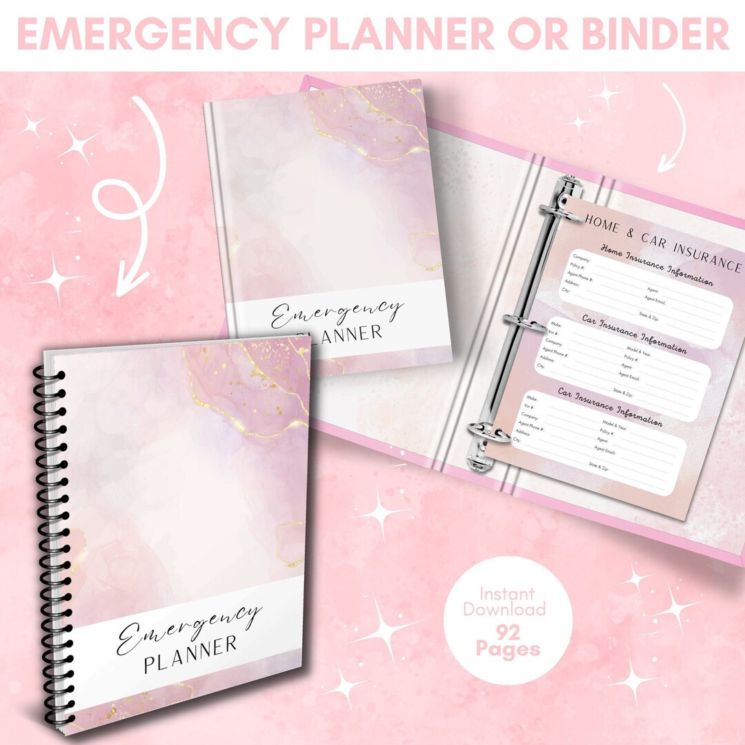 Emergency Binder Printable and Fillable, in Case of Emergency Printable ...