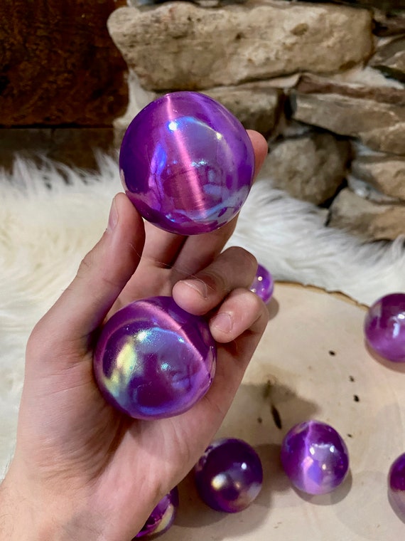 Angel Aura Purple Selenite Sphere Selenite Ball Crystal | Etsy