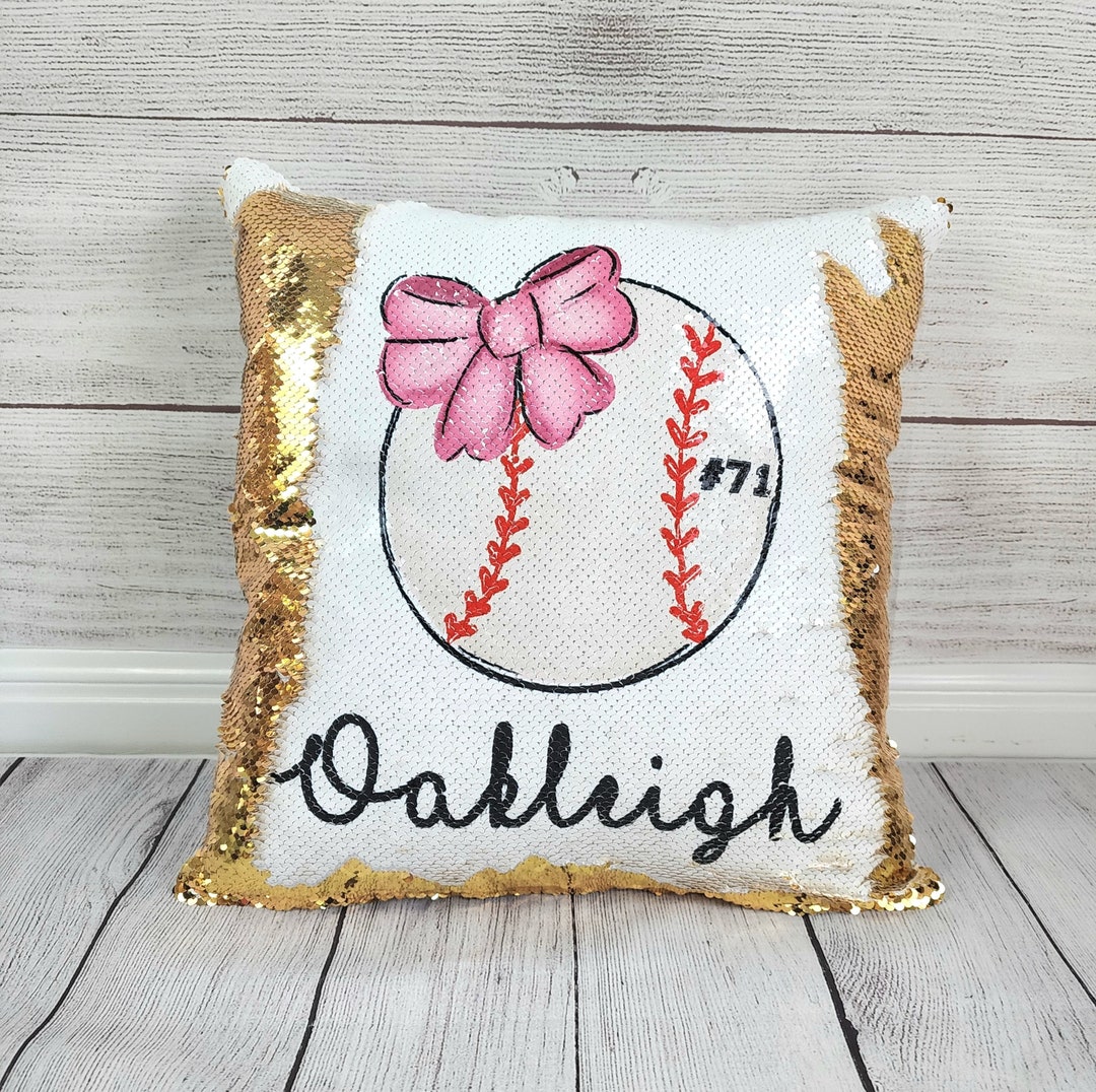 Personalized Softball Sequin Pillow: Girls Sports Bedroom Decor - Etsy