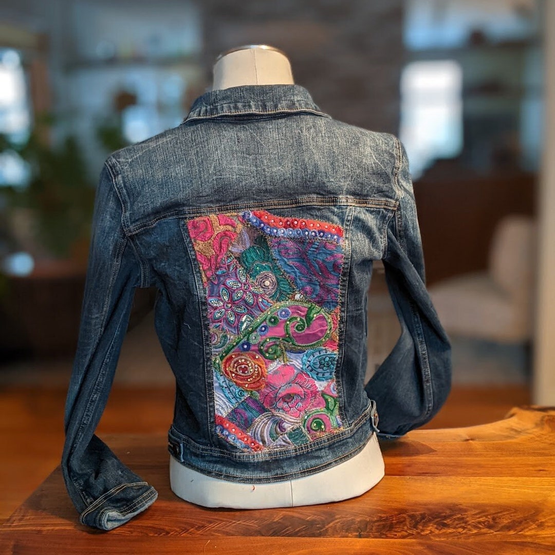 Embellished Jean Jacket (various Sizes). Wearable Art. Jean Jacket ...