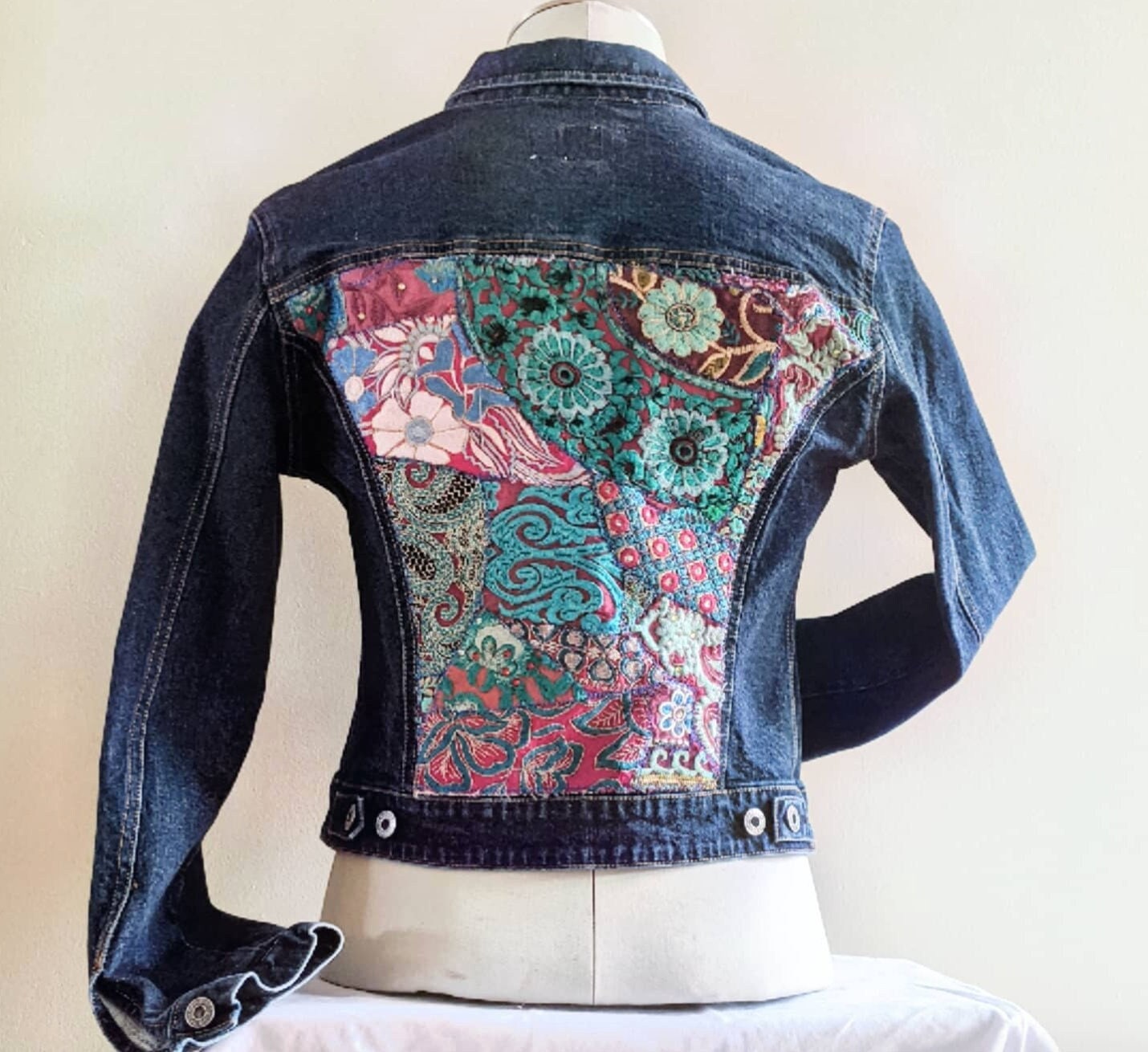 Embellished Jean Jacket size M. Wearable Art. Jean Jacket. Boho Jean ...