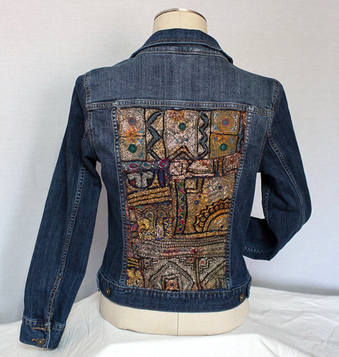Vintage Jean Jacket. Embellished Jean Jacket. Upcycled Clothes. - Etsy