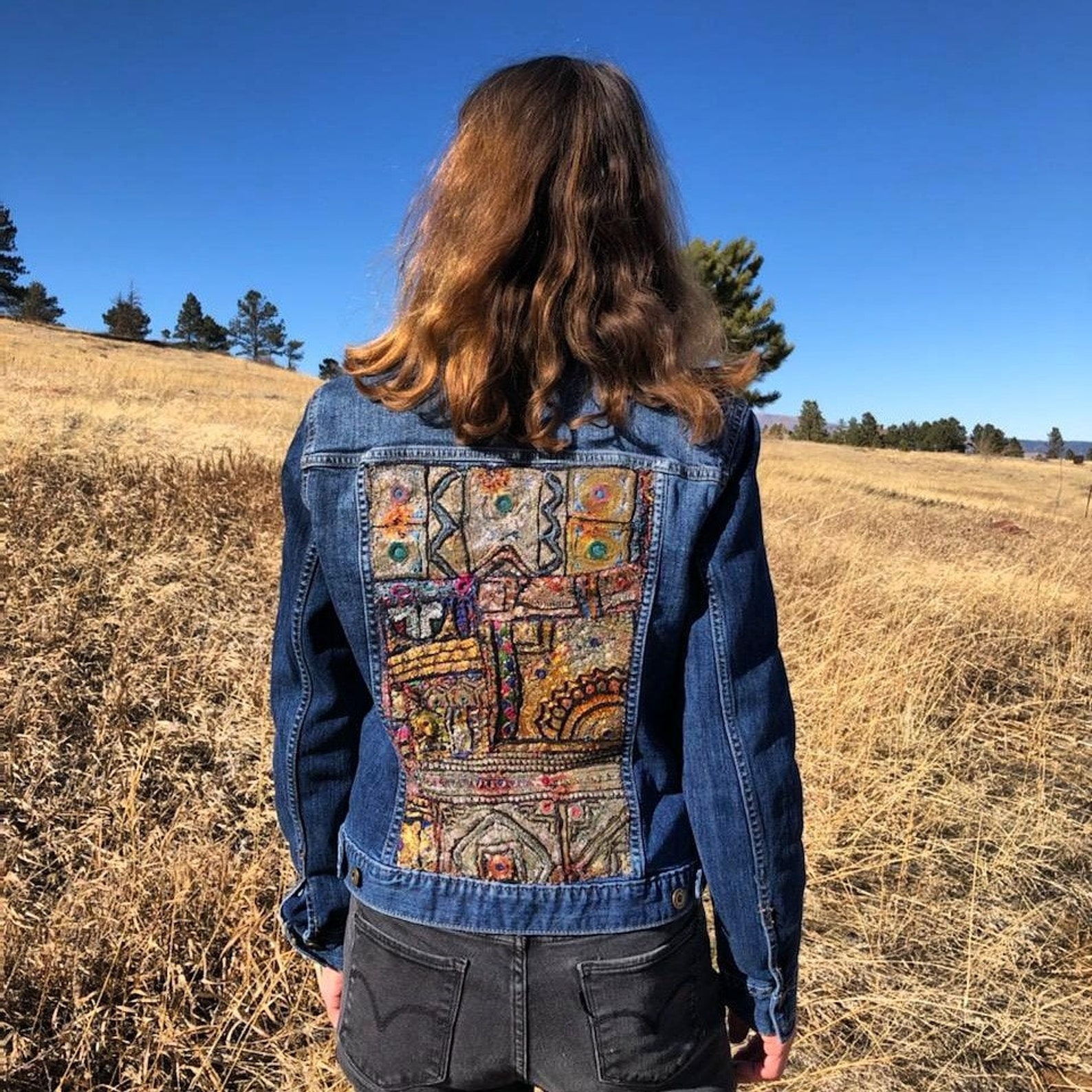 Vintage Jean Jacket. Embellished Jean Jacket. Upcycled Clothes. - Etsy