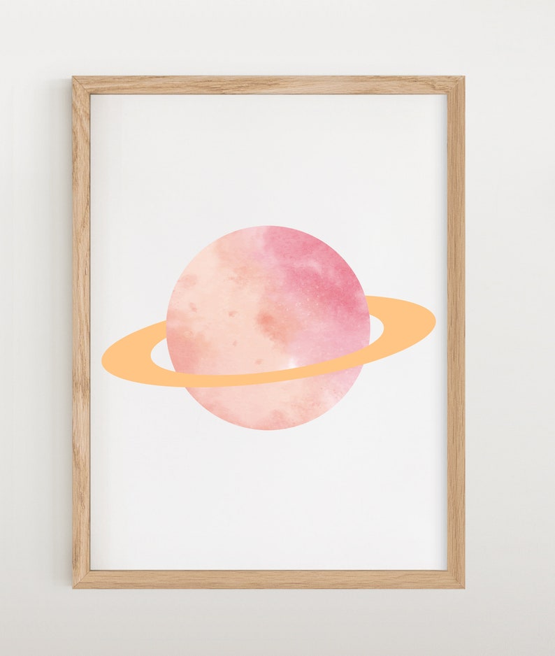 Pink Outer Space Nursery, Pink Girls Room Print, Outer Space Themed ...