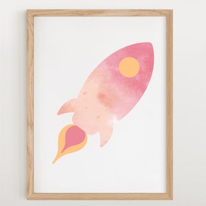 Pink Outer Space Nursery, Pink Girls Room Print, Outer Space Themed ...