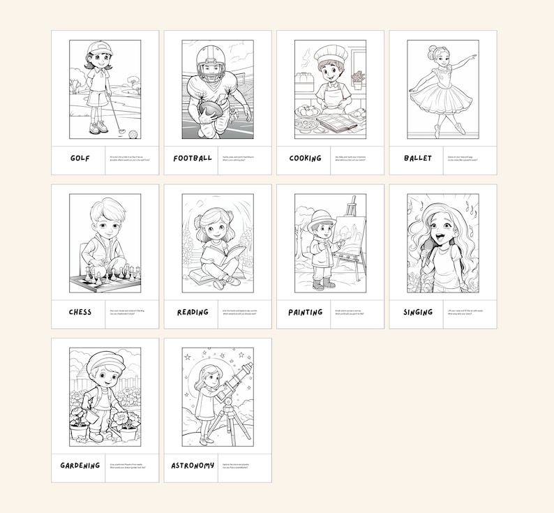 18 Activities & Hobbies Coloring Pages for Kids : Discover Your Hobby ...