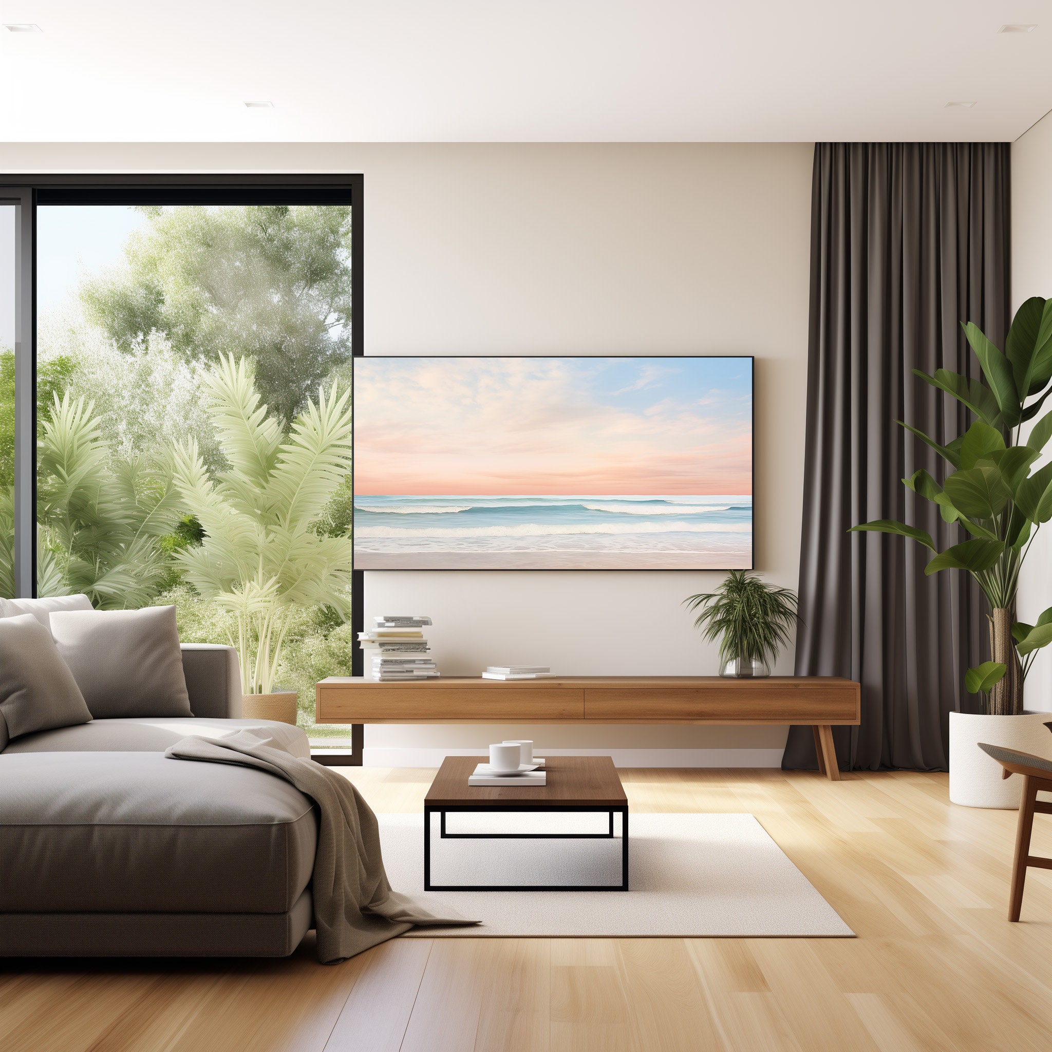 Samsung Frame TV Art | Serene Pastel Beach Peachy Sky Set of 8, Instant ...