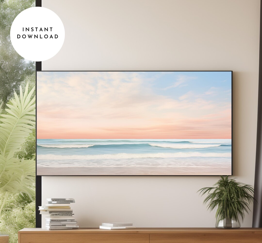 Samsung Frame TV Art | Serene Pastel Beach Peachy Sky Set of 8, Instant ...