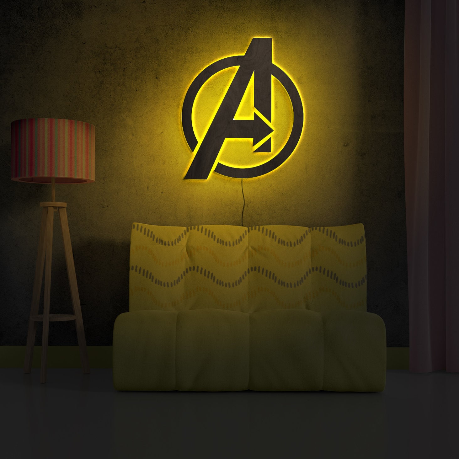 Avengers Neon Sign, Avengers Logo, Avengers Led Sign, Comics Neon ...