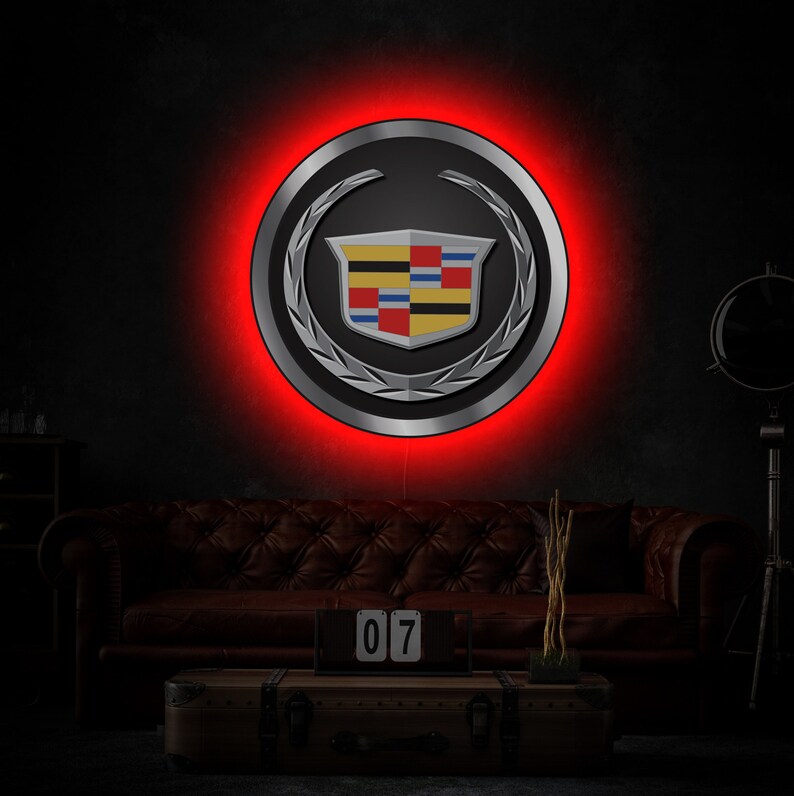 Cadillac Logo Lighted, Cadillac Neon Sign, Cadillac Emblem Art ...