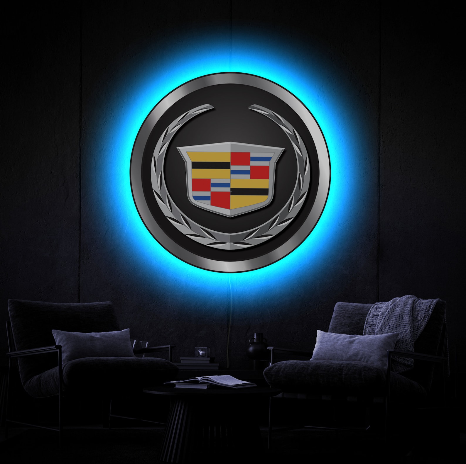 Cadillac Logo Lighted, Cadillac Neon Sign, Cadillac Emblem Art ...