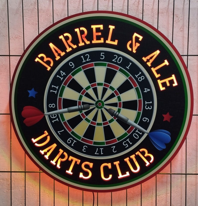 Personalized Dart Room Neon Sign, Custom Dart Sign, Darts Light Sign ...