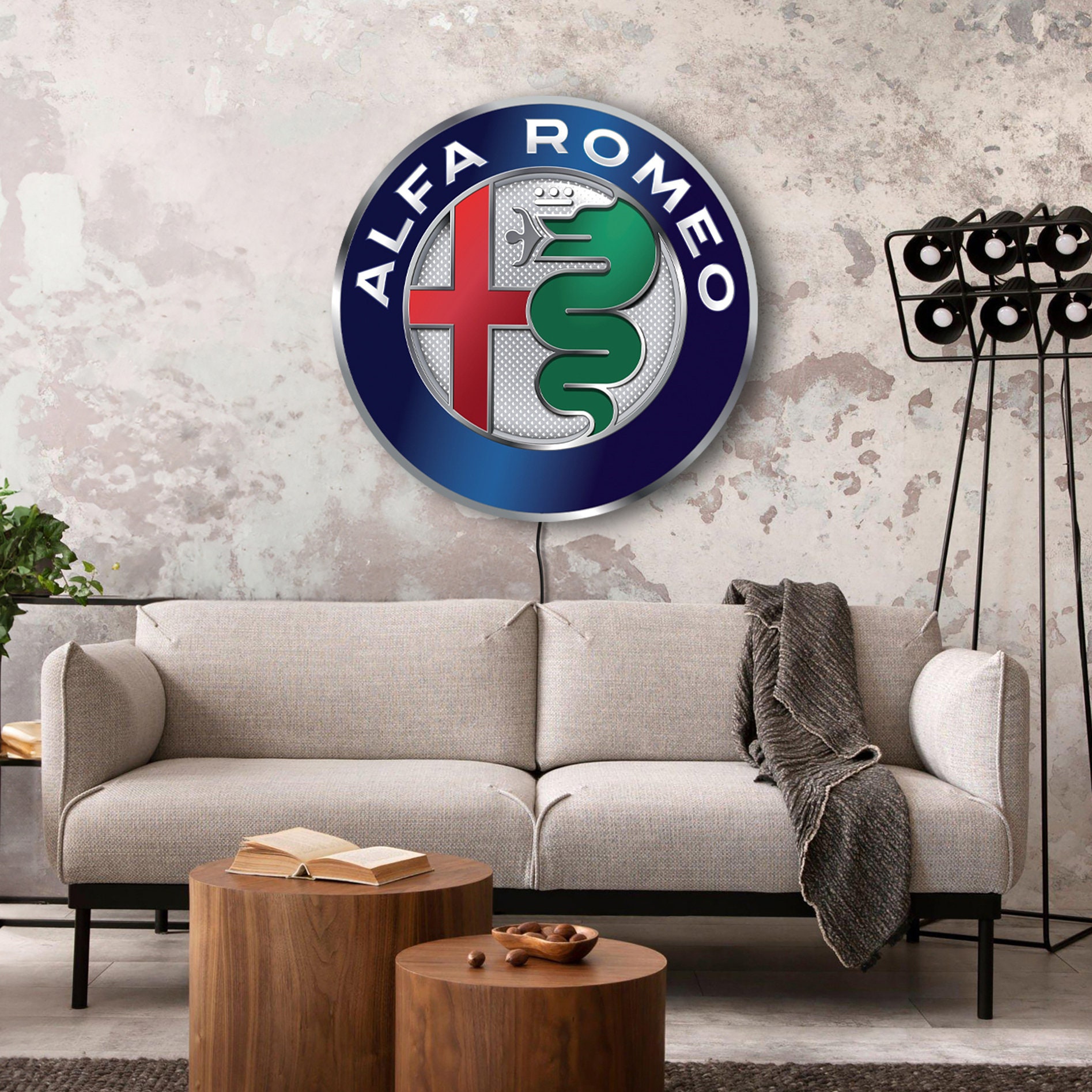 Alfa Romeo Neon Sign, Alfa Romeo Logo Led, Alfa Romeo Light Sign, Car ...