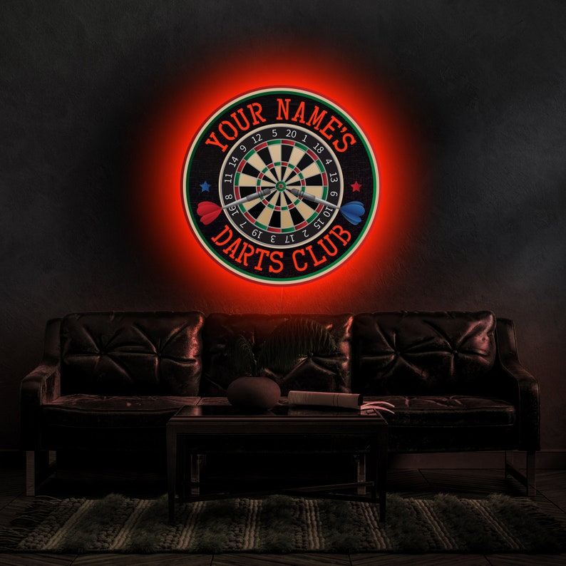 Personalized Dart Room Neon Sign, Custom Dart Sign, Darts Light Sign ...