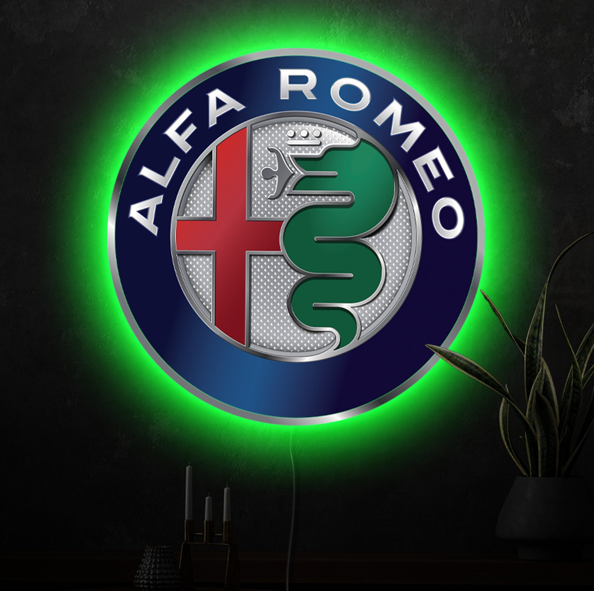 Alfa Romeo Neon Sign, Alfa Romeo Logo Led, Alfa Romeo Light Sign, Car ...