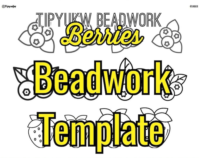 Native Beadwork Template | Berries | Strawberry and Blueberry Stencils ...