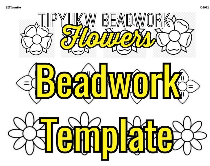 Native Beadwork Template | Floral | 4-5-8 Petal Flower Stencils for ...