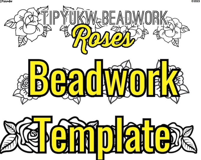 Native Beadwork Template Roses Mirrored Rose Stencils for Embroidery or ...