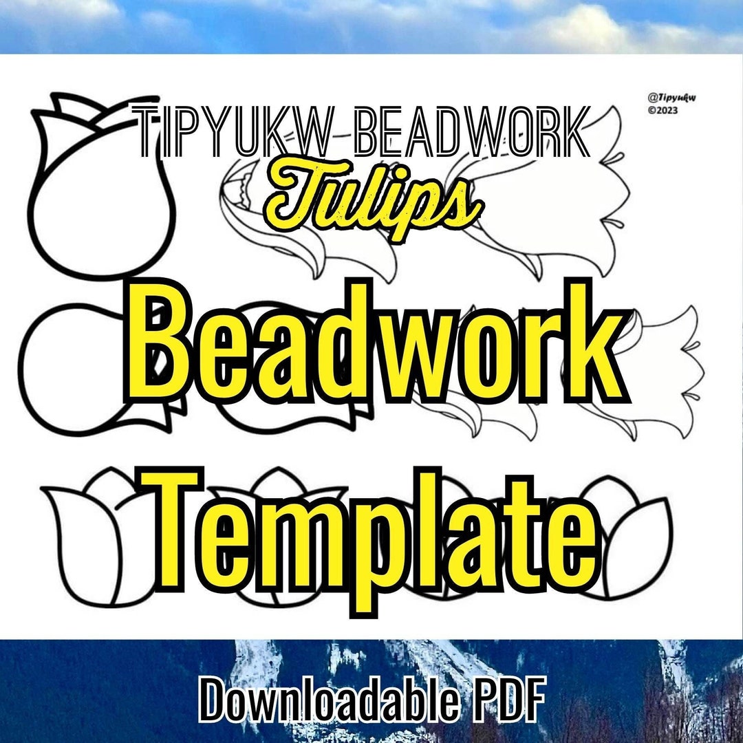 Native Beadwork Template | Tulips | Tulip Stencils for Embroidery or ...