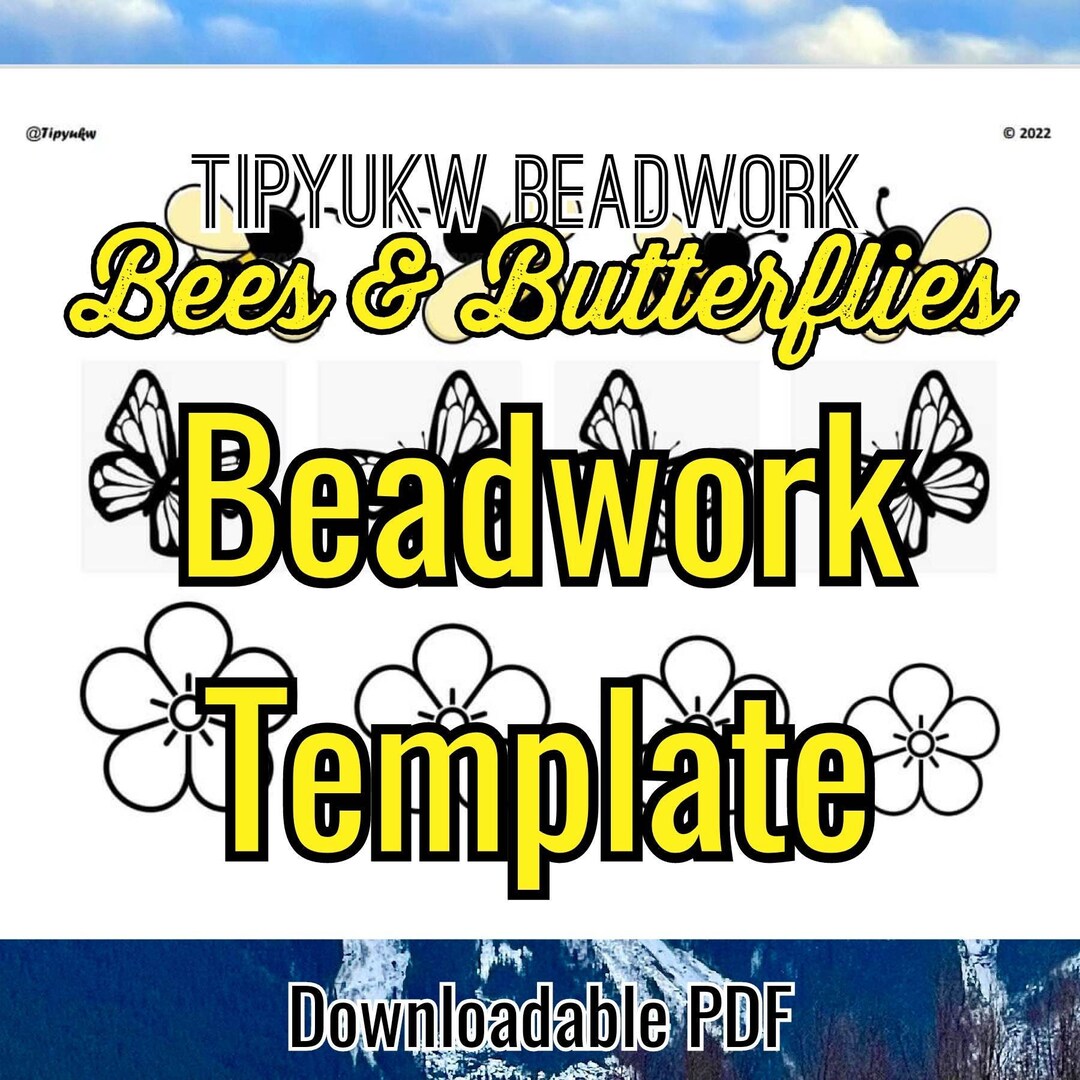 Native Beadwork Template | Bees & Butterfly | Stencils for Embroidery ...