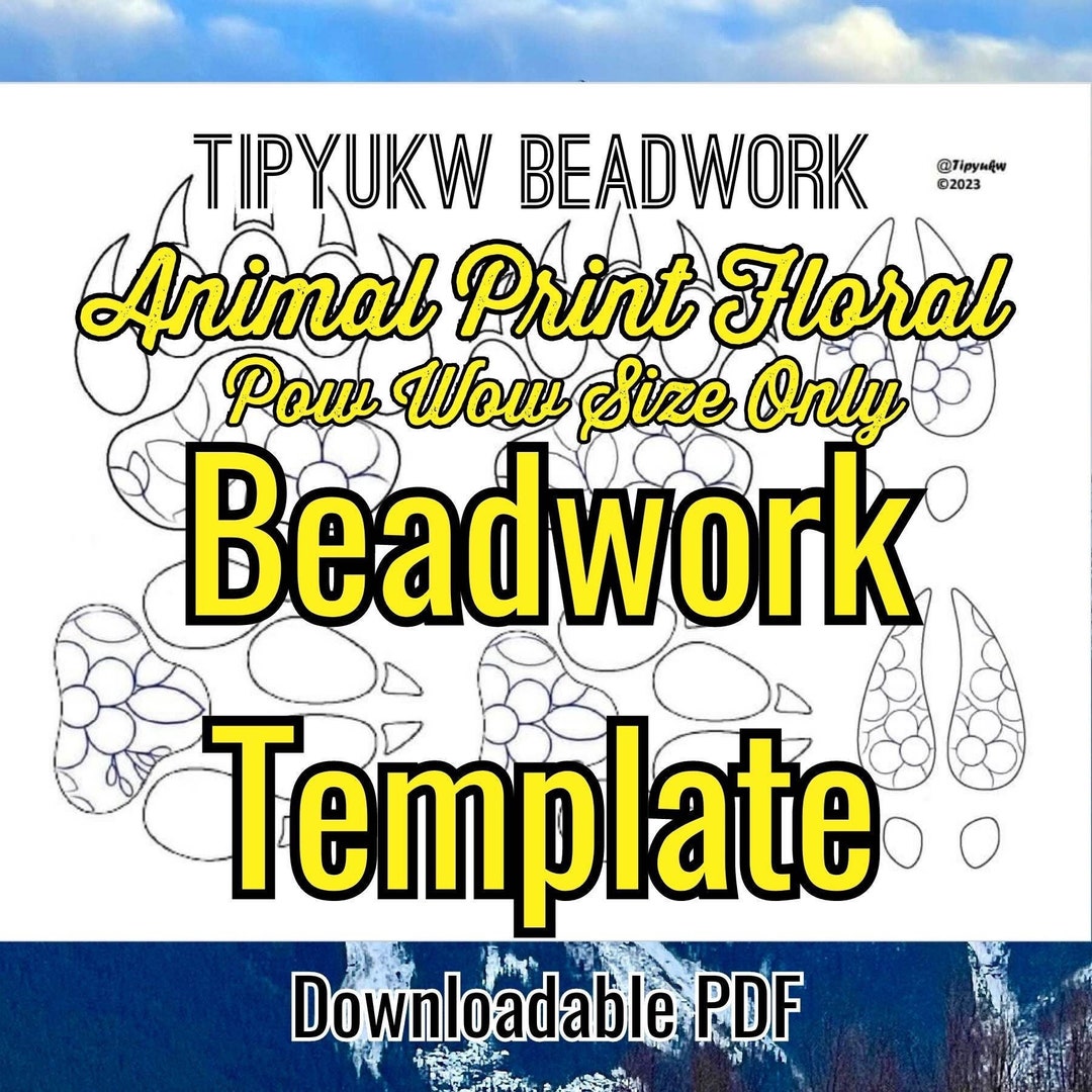 Native Beadwork Template | Animal Florals - Pow Wow Size | Bear, Wolf ...