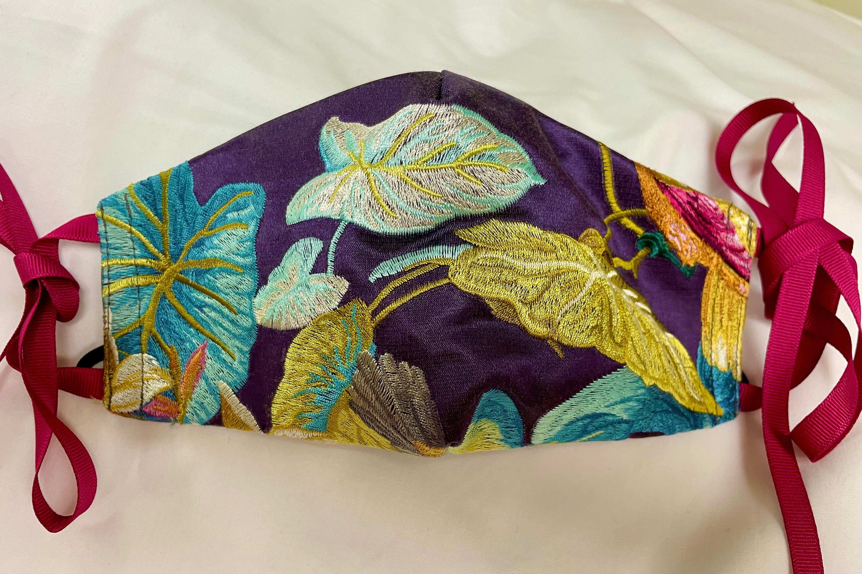 Tropical Maskhawaiian Mask-silk Mask-embroidered Silk - Etsy