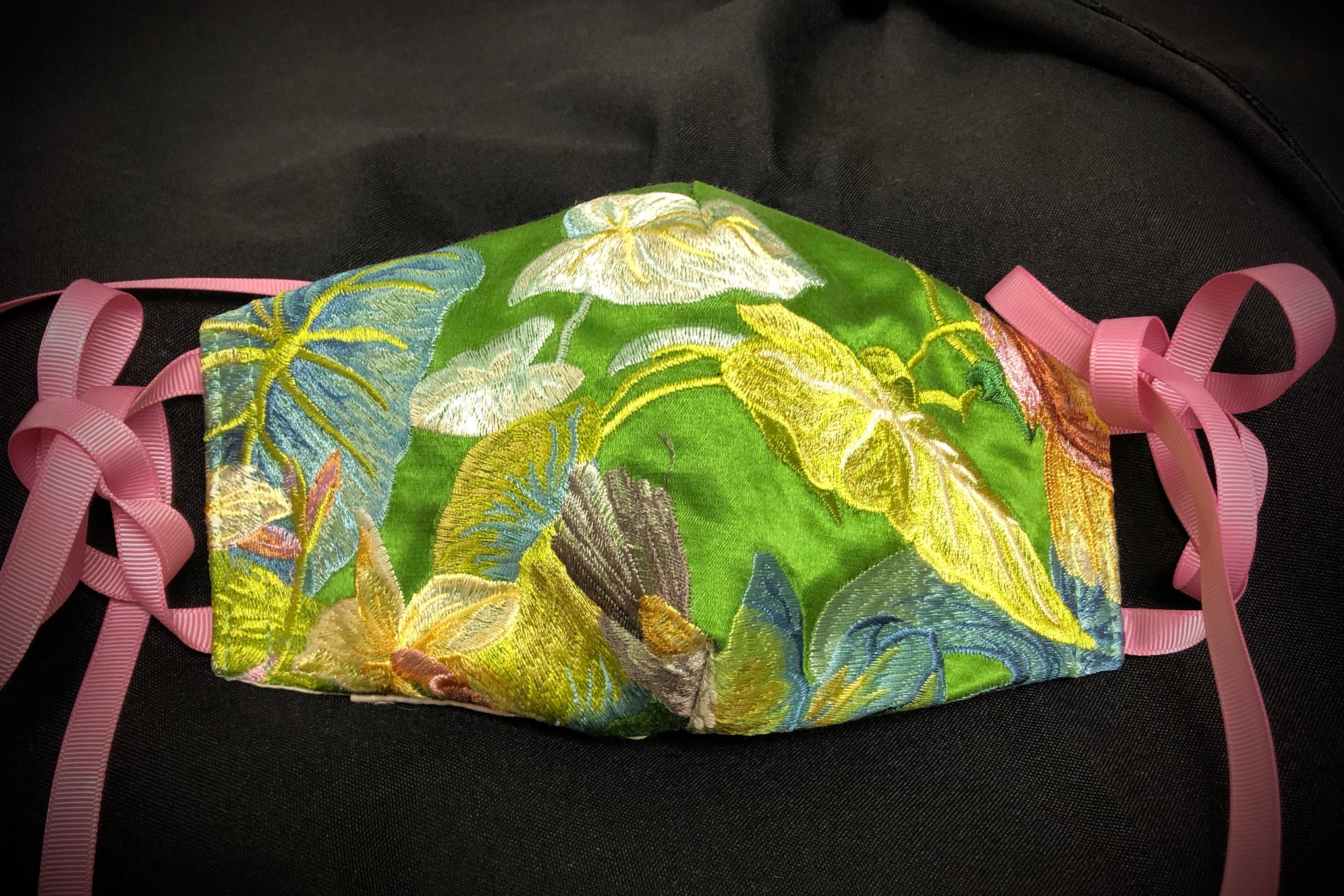 Tropical Maskhawaiian Mask-silk Mask-embroidered Silk - Etsy