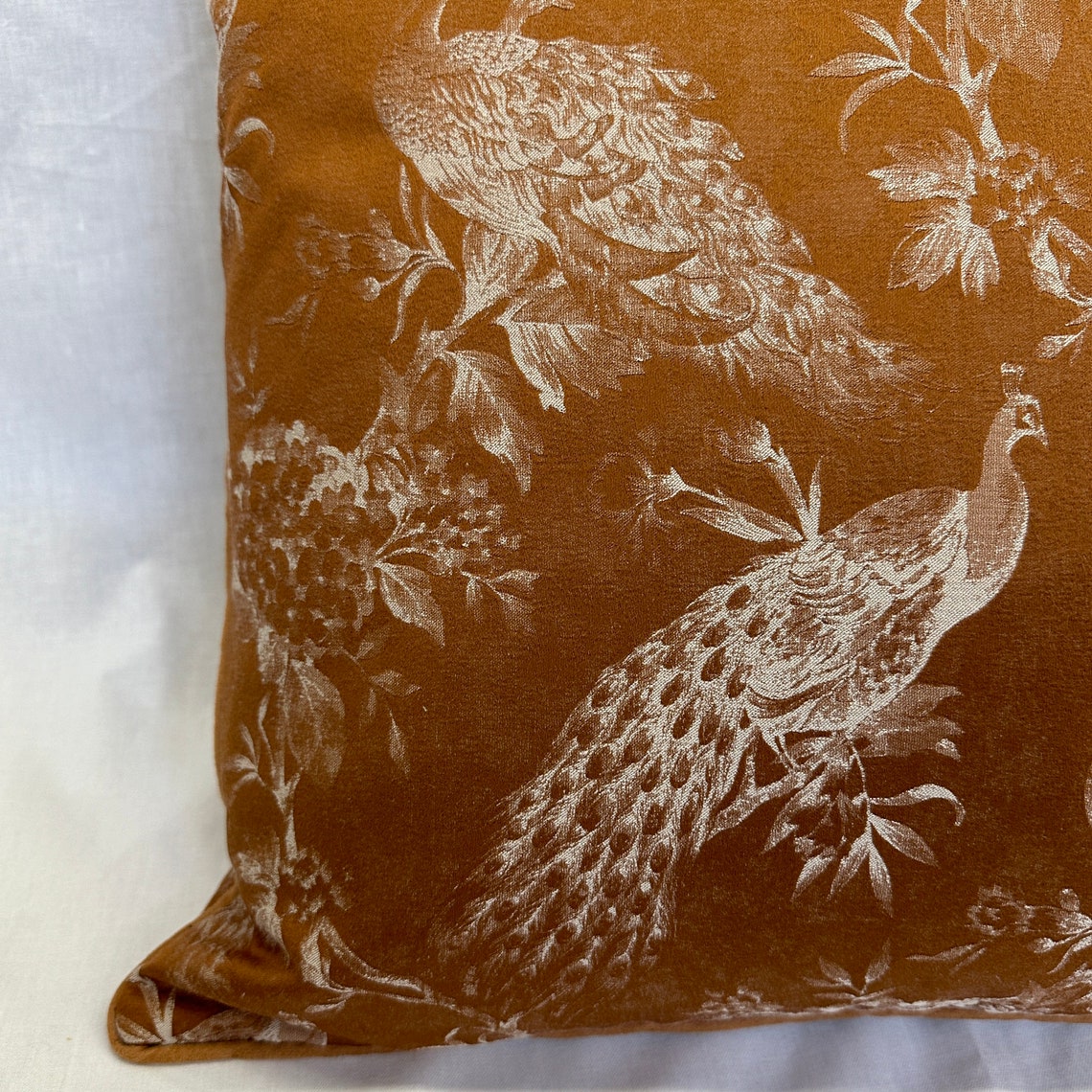 Peacock Pillow Cover, Copper Peacock Pillow Cover, Paprika Pillow, Bird ...