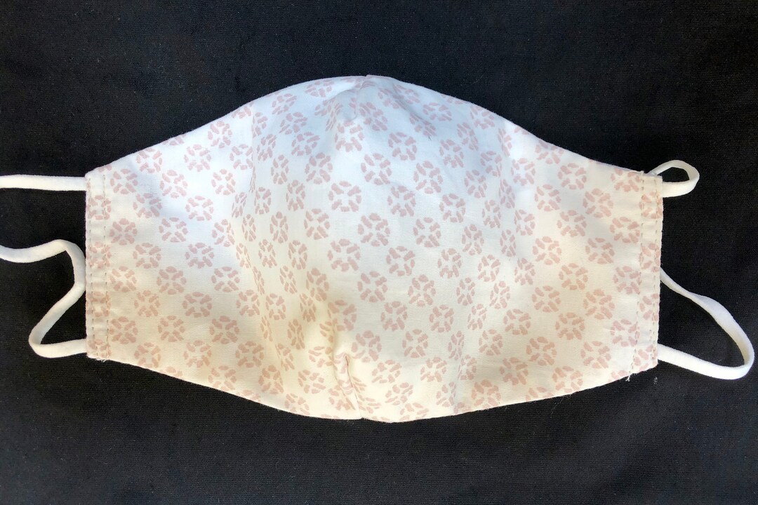 Pink and White Mask-geometric Mask-mask With Circles-modern Mask ...