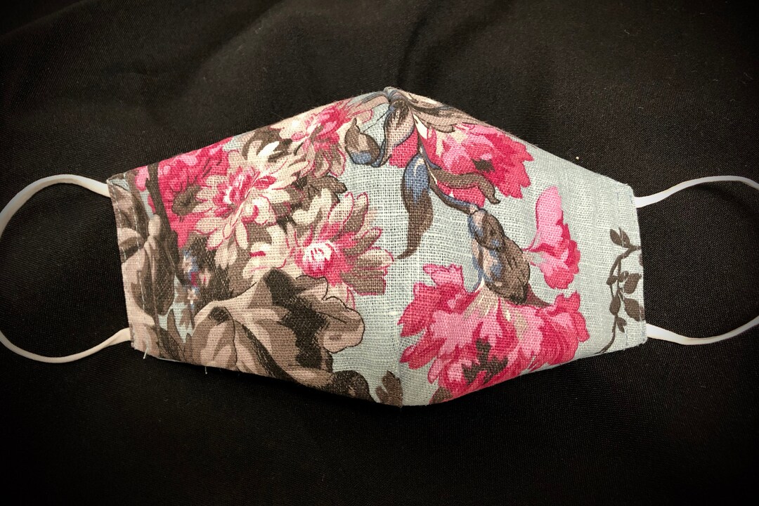 Daisy Floral Face Mask-linen Daisy Mask-linen Floral Mask-pink Daisy ...