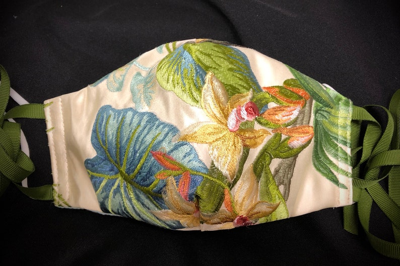 Tropical Maskhawaiian Mask-silk Mask-embroidered Silk - Etsy