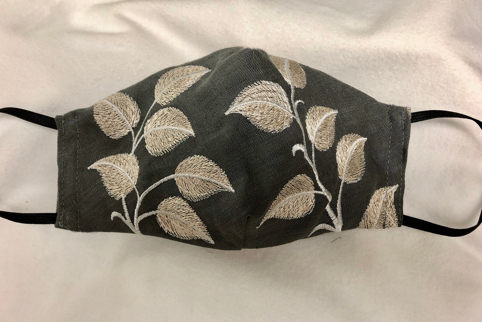Leaf Mask-embroidered Leaf Mask-linen Mask-natural Linen - Etsy