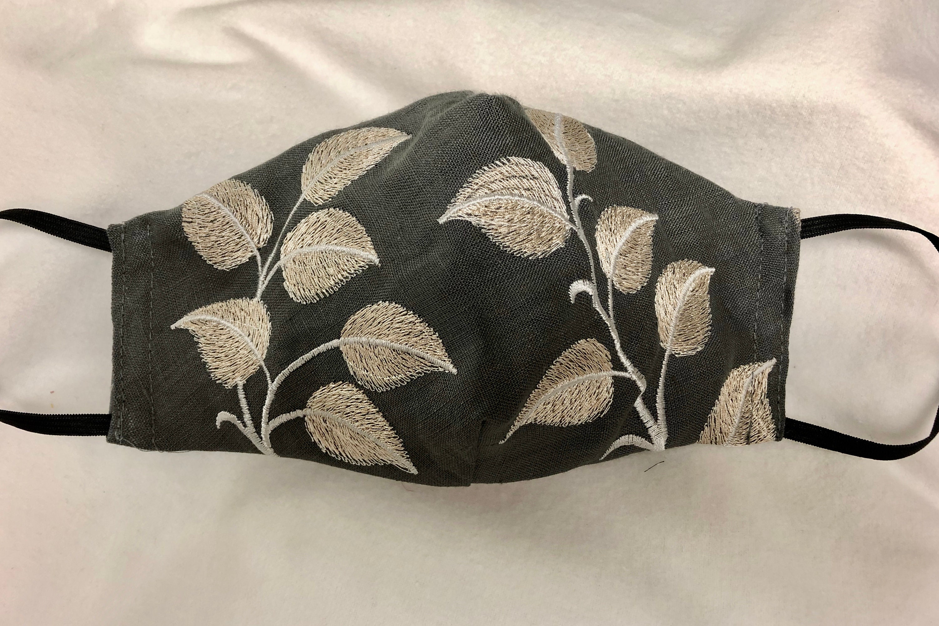 Leaf Mask-embroidered Leaf Mask-linen Mask-natural Linen - Etsy