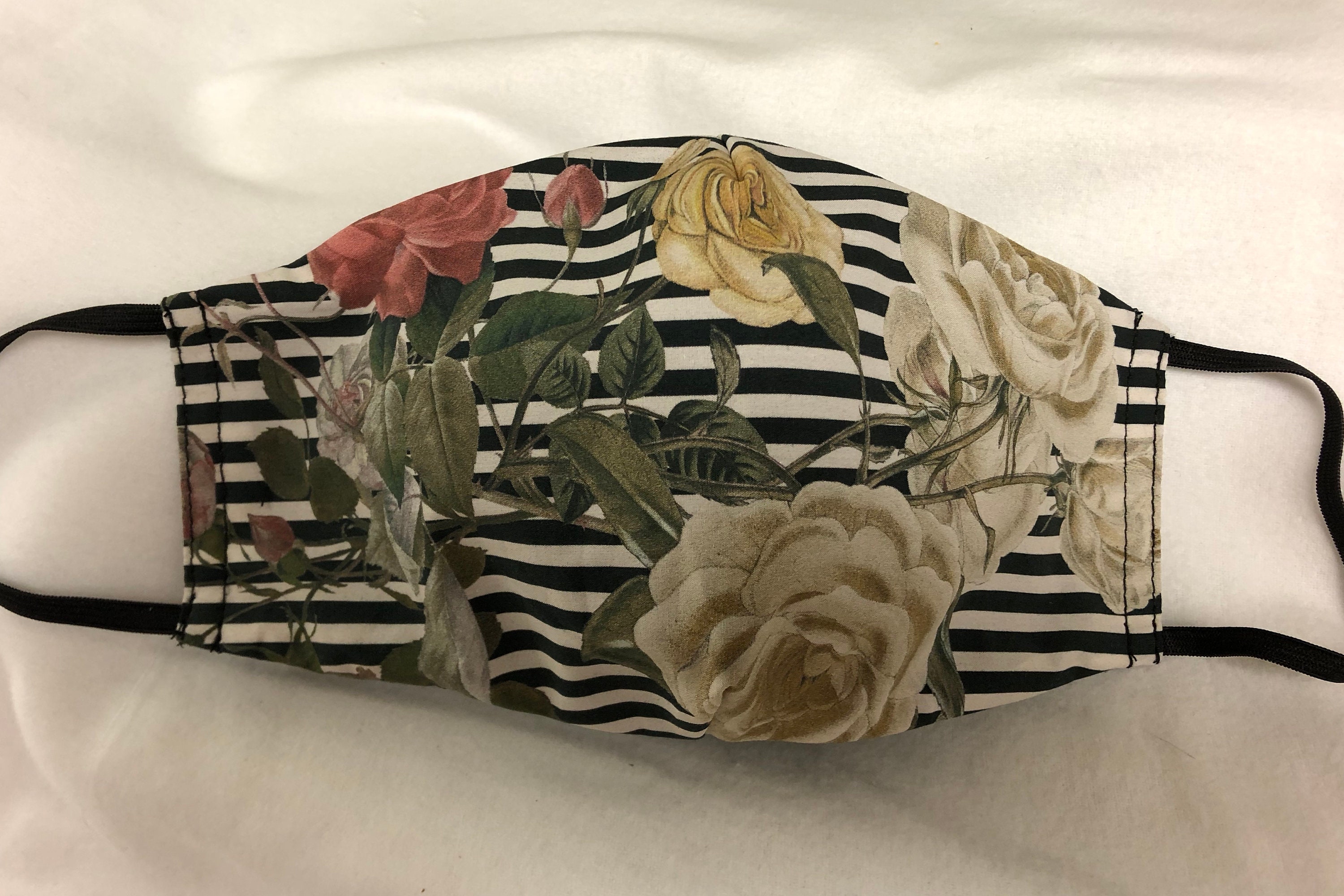 Black and White Stripe Mask-roses Face Covering-filter - Etsy