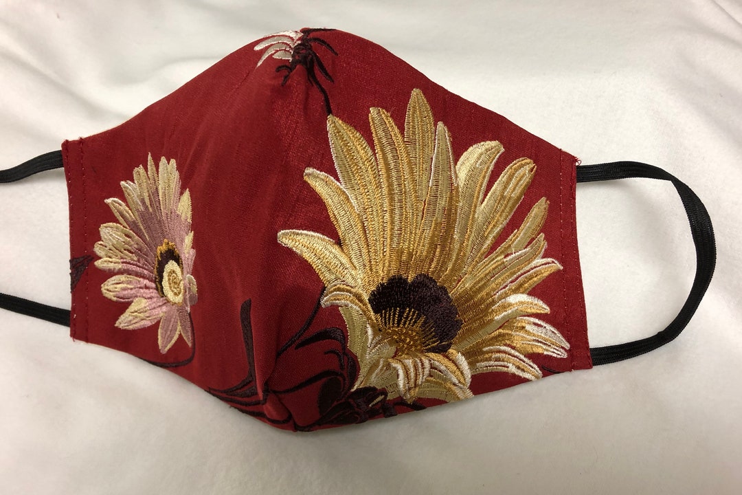 Daisy Face Mask-daisy Face Covering-embroidered Mask-adjustable-nose ...