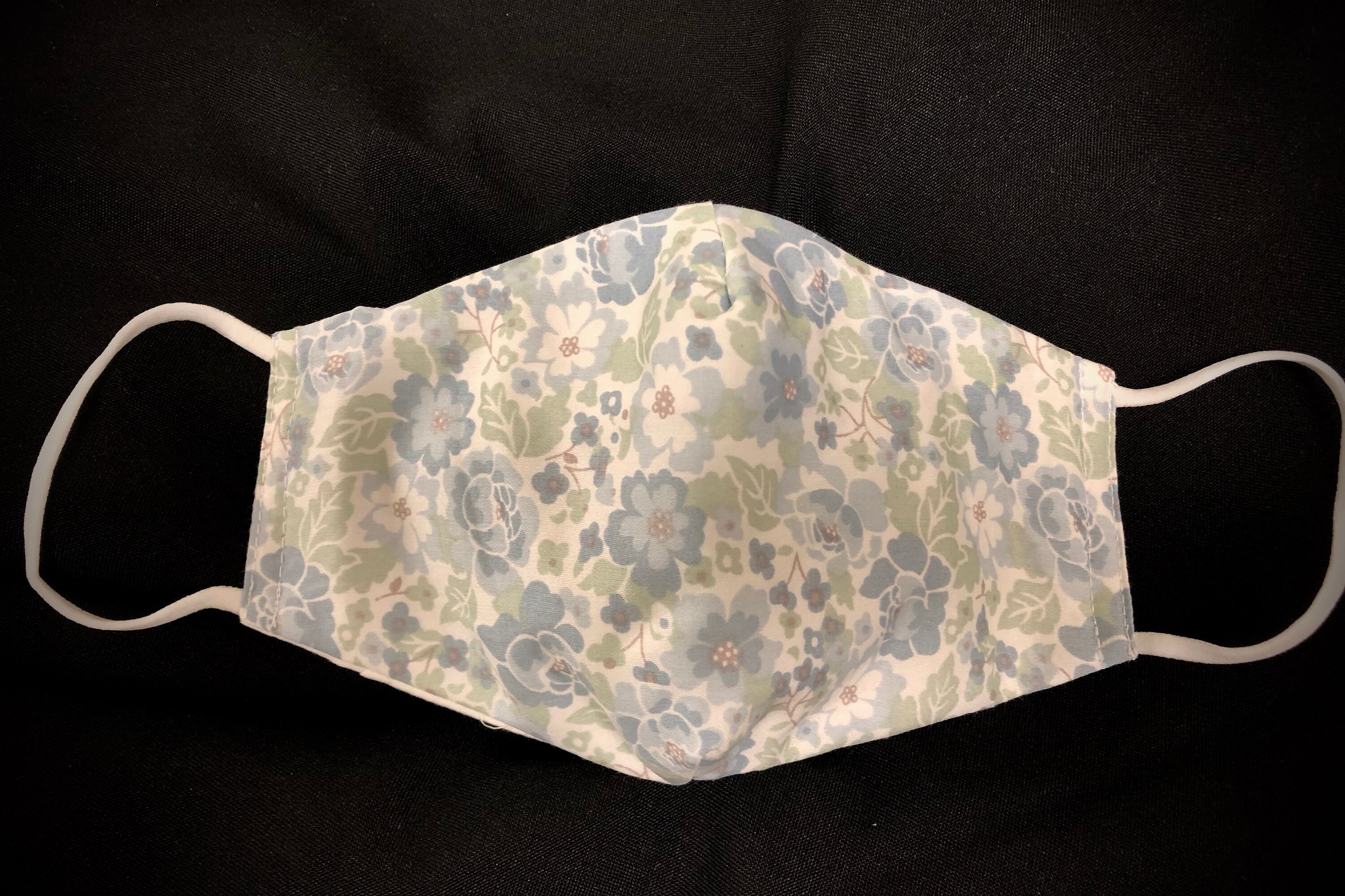 Blue floral mask-blue spring mask-cotton floral mask-mask with | Etsy