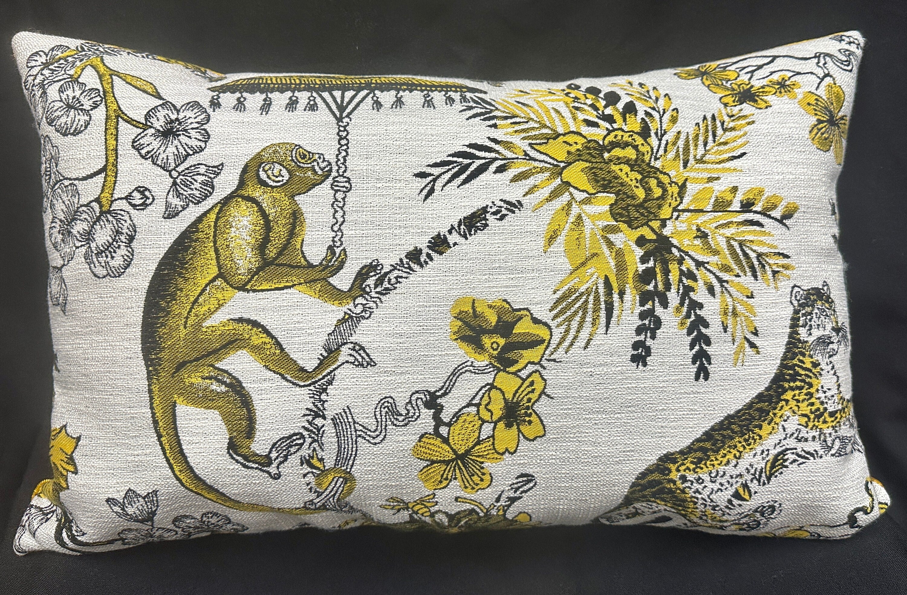 Monkey Pillow-monkey Pillow Cover-leopard Pillow-jungle Pillow-yellow ...