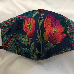Embroidered floral face mask-embroidered cotton mask-3 | Etsy