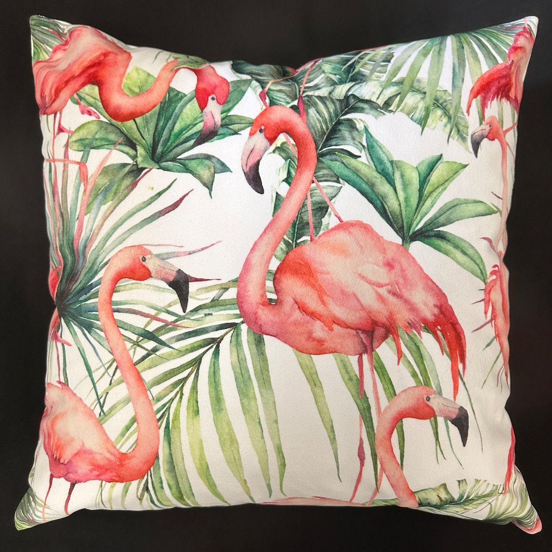 Flamingo Pillow Cover-pink Flamingo Velvet Pillow-velvet Pink Flamingo ...