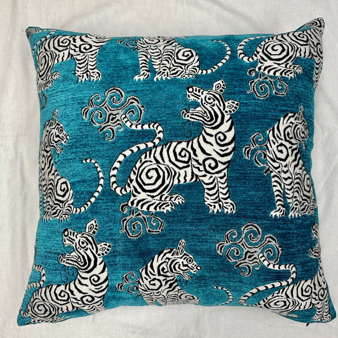Chinese Tiger Pillow-velvet Tiger Pillow Cover-tiger Pillow-teal Velvet ...