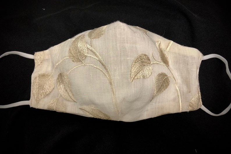 Leaf Mask-embroidered Leaf Mask-linen Mask-natural Linen - Etsy