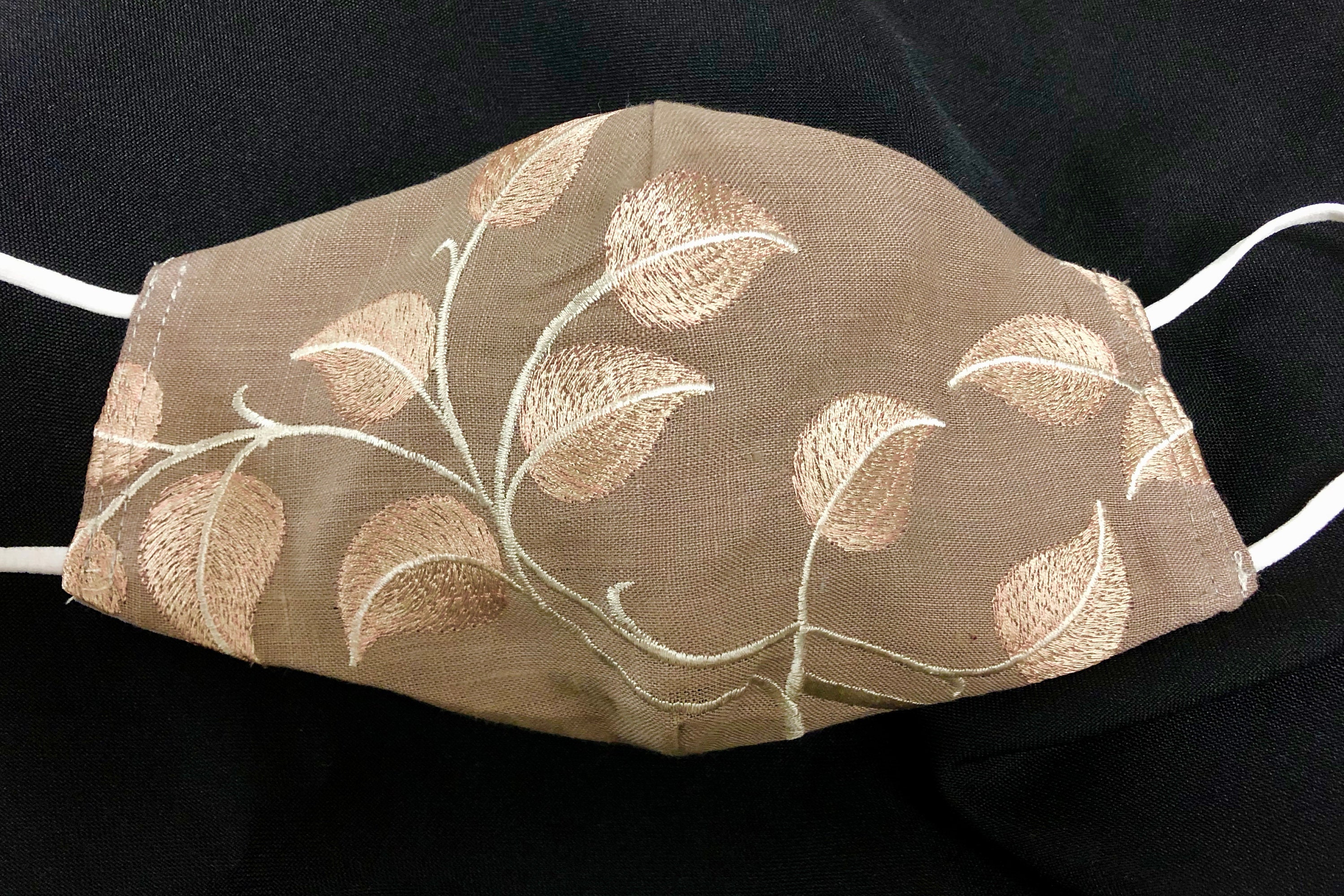 Leaf Mask-embroidered Leaf Mask-linen Mask-natural Linen - Etsy