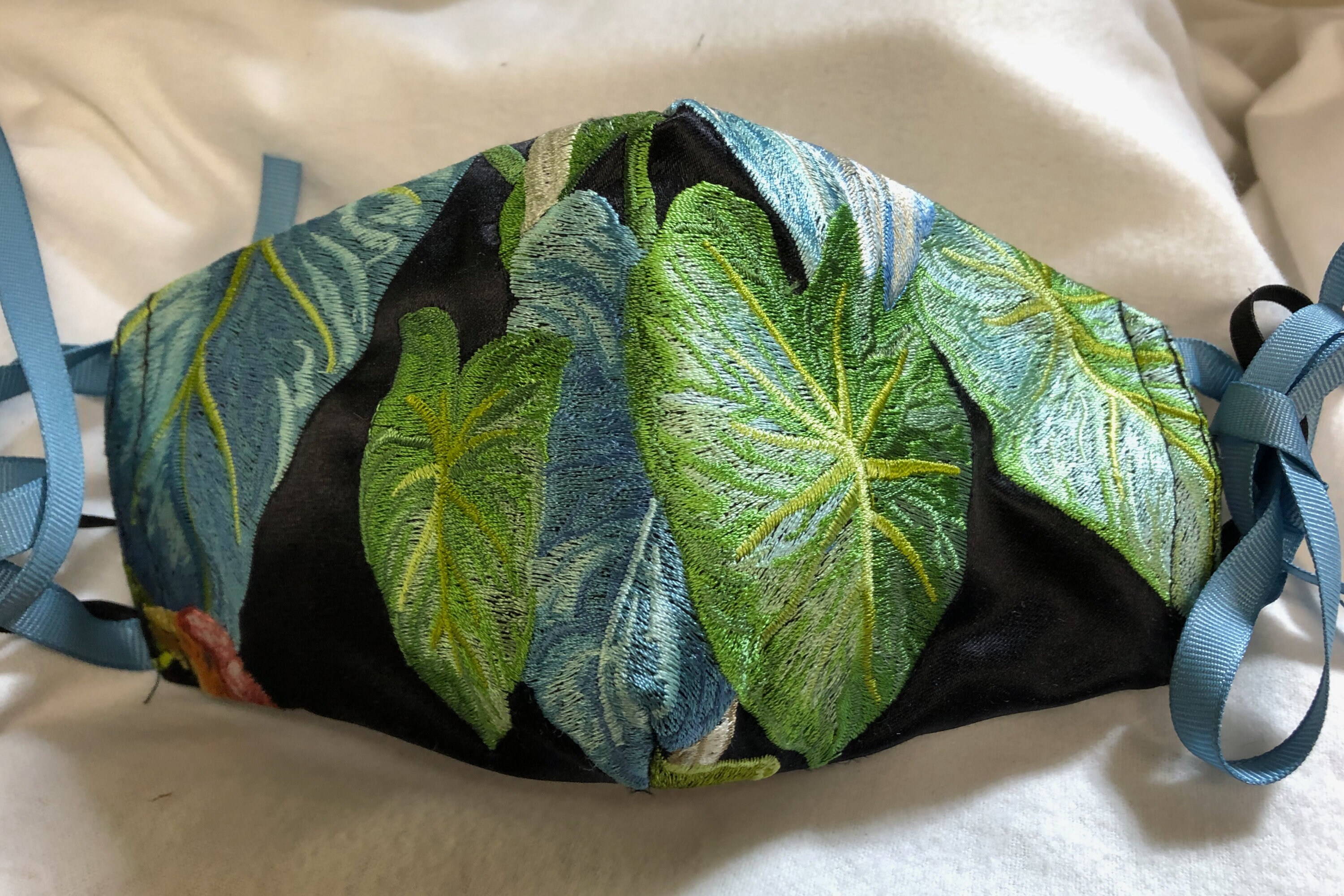 Tropical Maskhawaiian Mask-silk Mask-embroidered Silk - Etsy